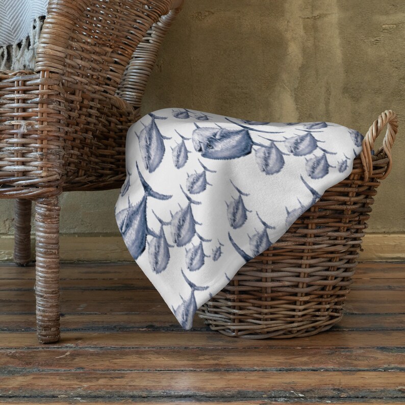 Bluefin Tuna Coastal Vintage Blue Nautical Throw Blanket - Etsy