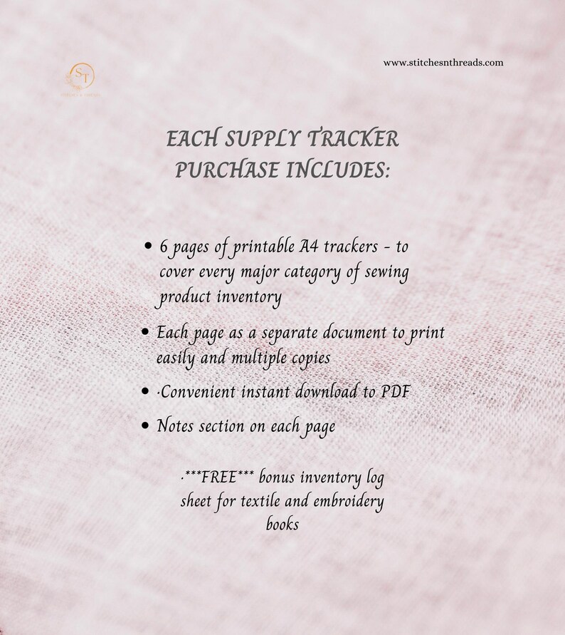 Printable Embroidery Supply Tracker, Embroidery Project Planner, Sewing ...