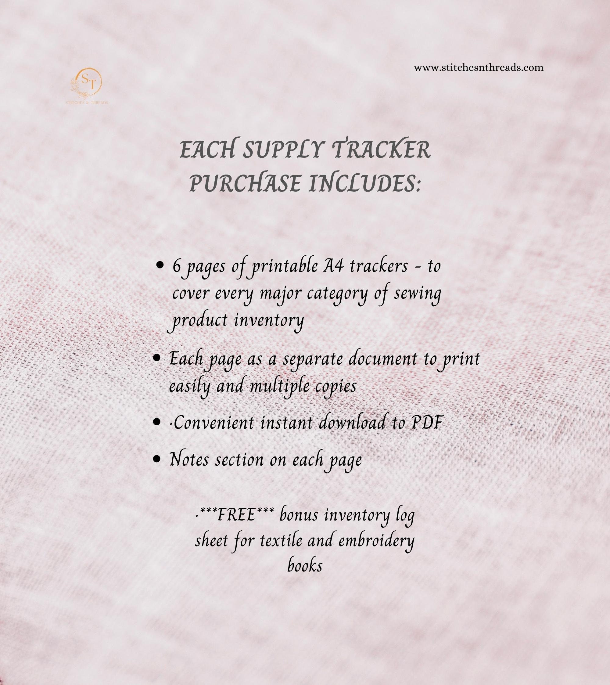 Printable Embroidery Supply Tracker, Embroidery Project Planner, Sewing ...