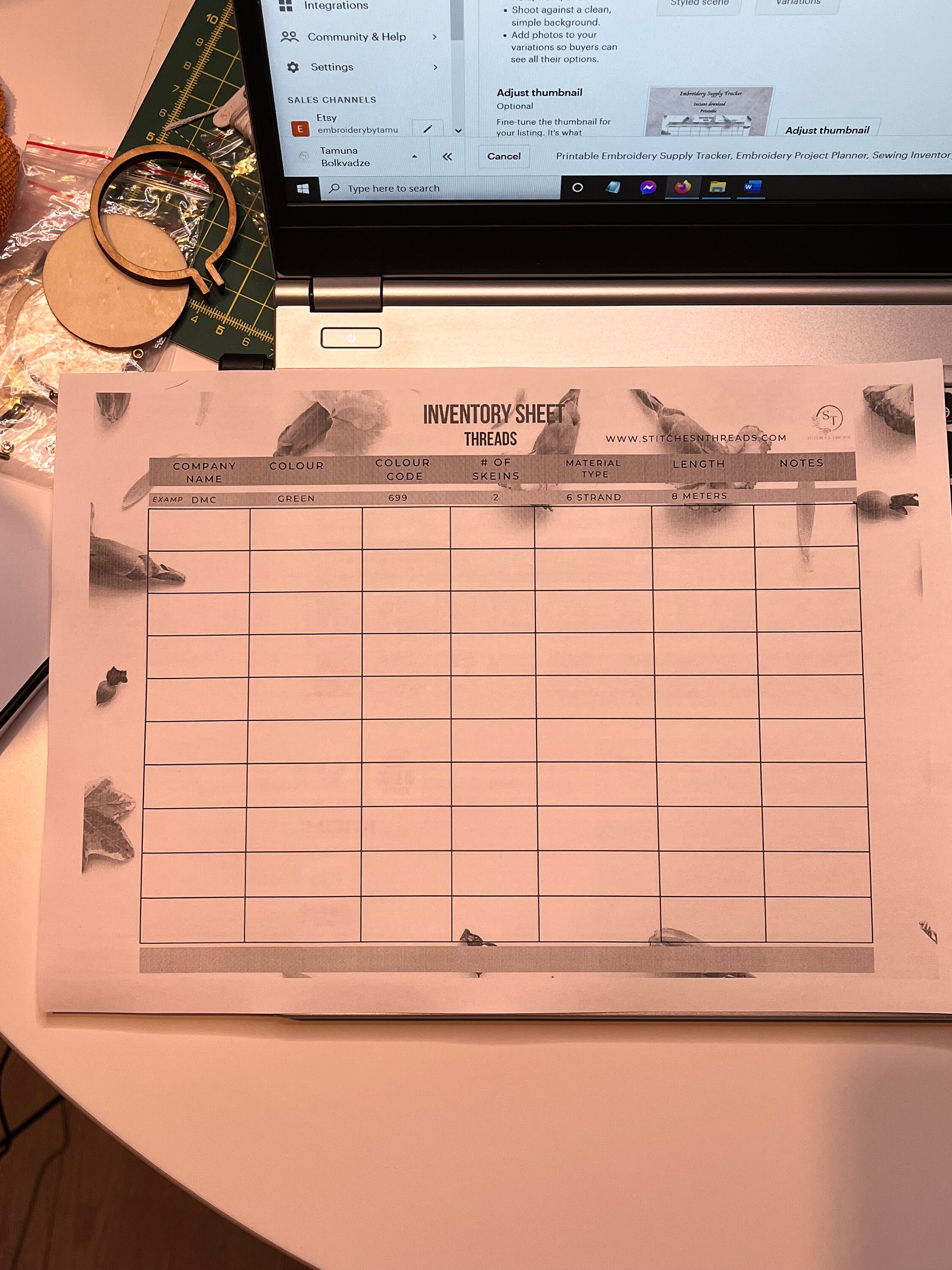 Printable Embroidery Supply Tracker, Embroidery Project Planner, Sewing ...