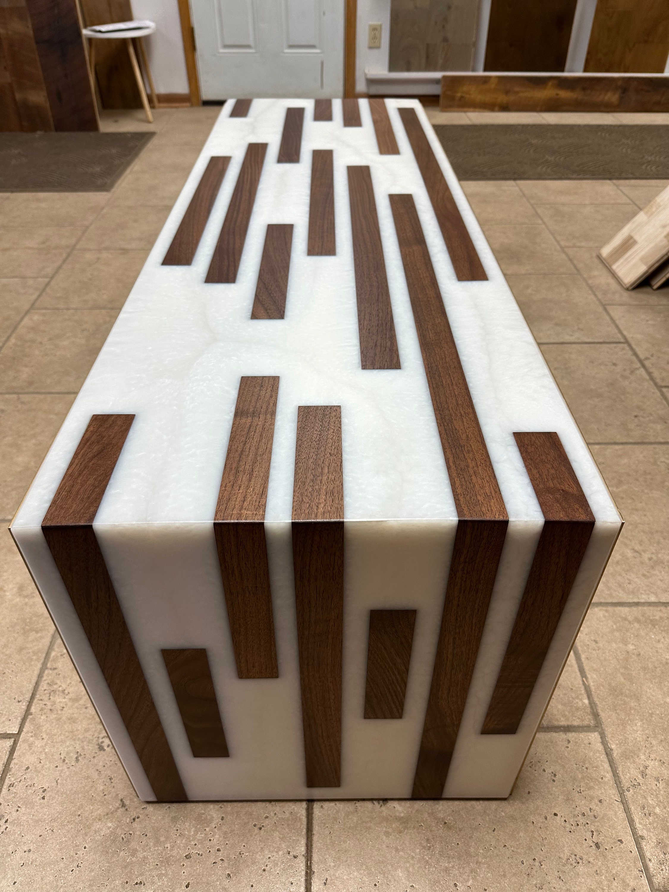 Modern Walnut and Resin Waterfall Bench - Etsy