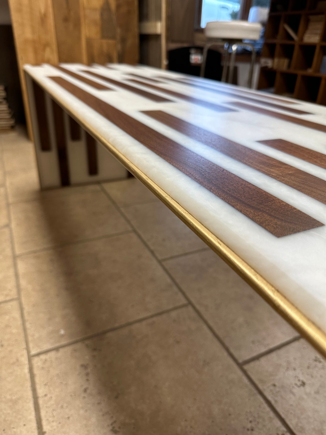 Modern Walnut and Resin Waterfall Bench - Etsy