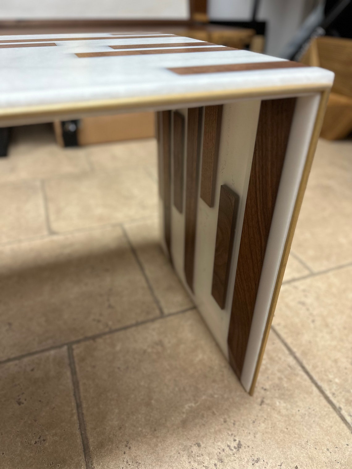 Modern Walnut and Resin Waterfall Bench - Etsy