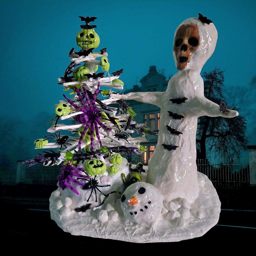 Gothic Horror Skeleton Snowman With Spooky Tree Light up Ornament - Etsy
