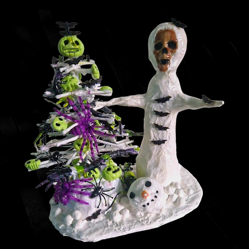 Gothic Horror Skeleton Snowman With Spooky Tree Light up Ornament - Etsy