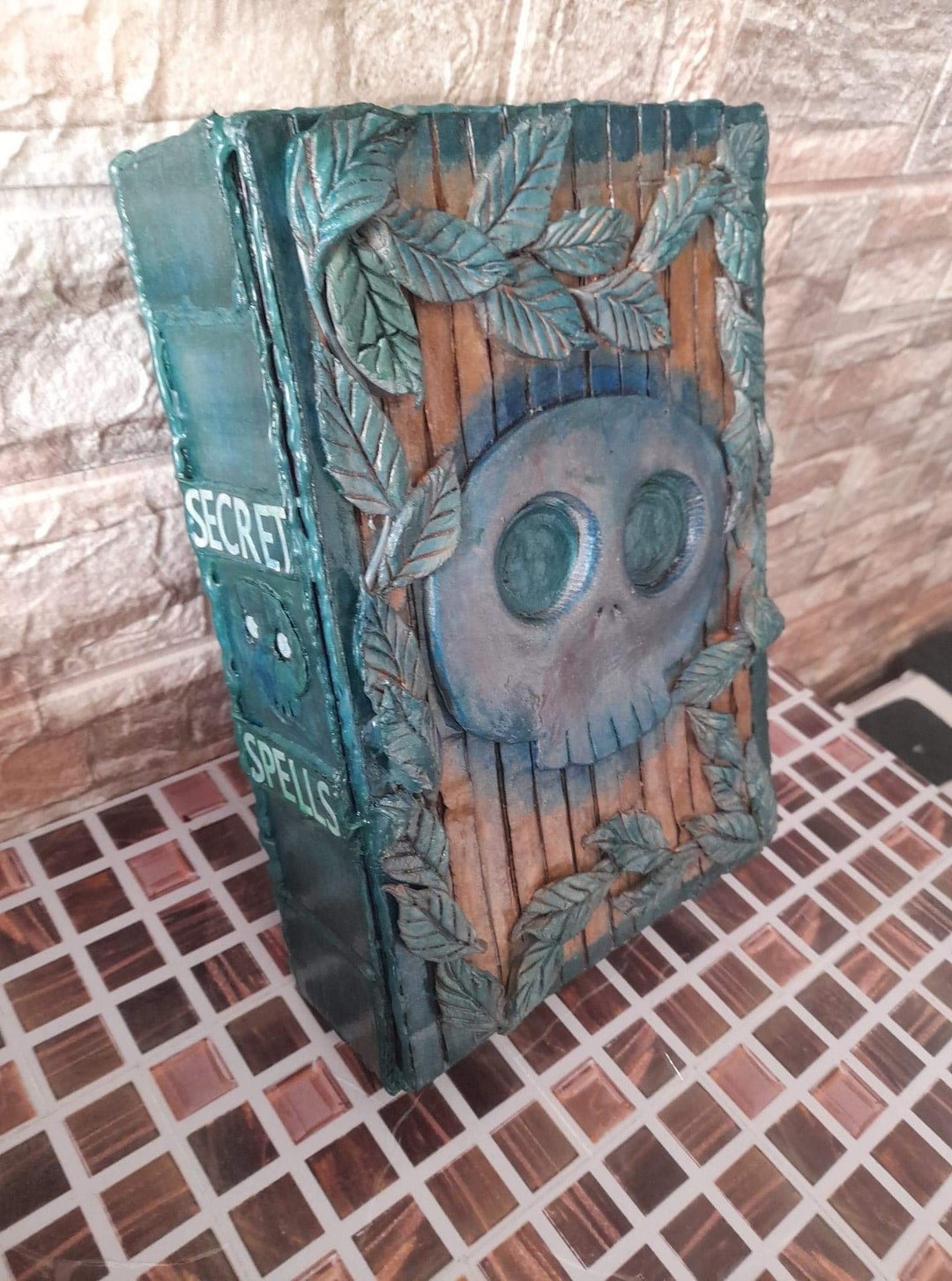 Secret Spells Faux Book Covered Skull Safe Box - Etsy