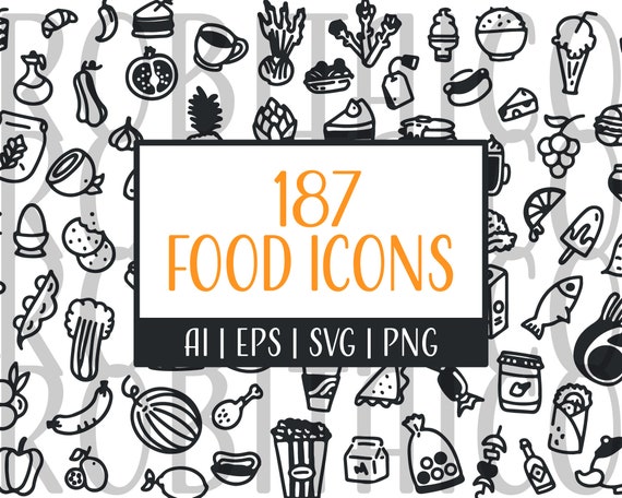 187 Food Icons Hand Drawn Clipart Foodie Icons Food - Etsy