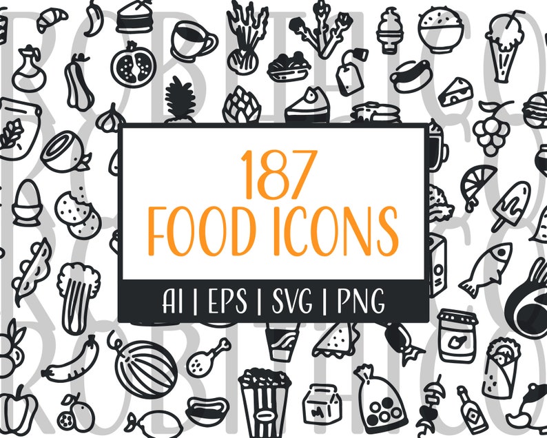 187 Food Icons – Hand Drawn, Clipart, Foodie Icons, Food Blogger, Food ...