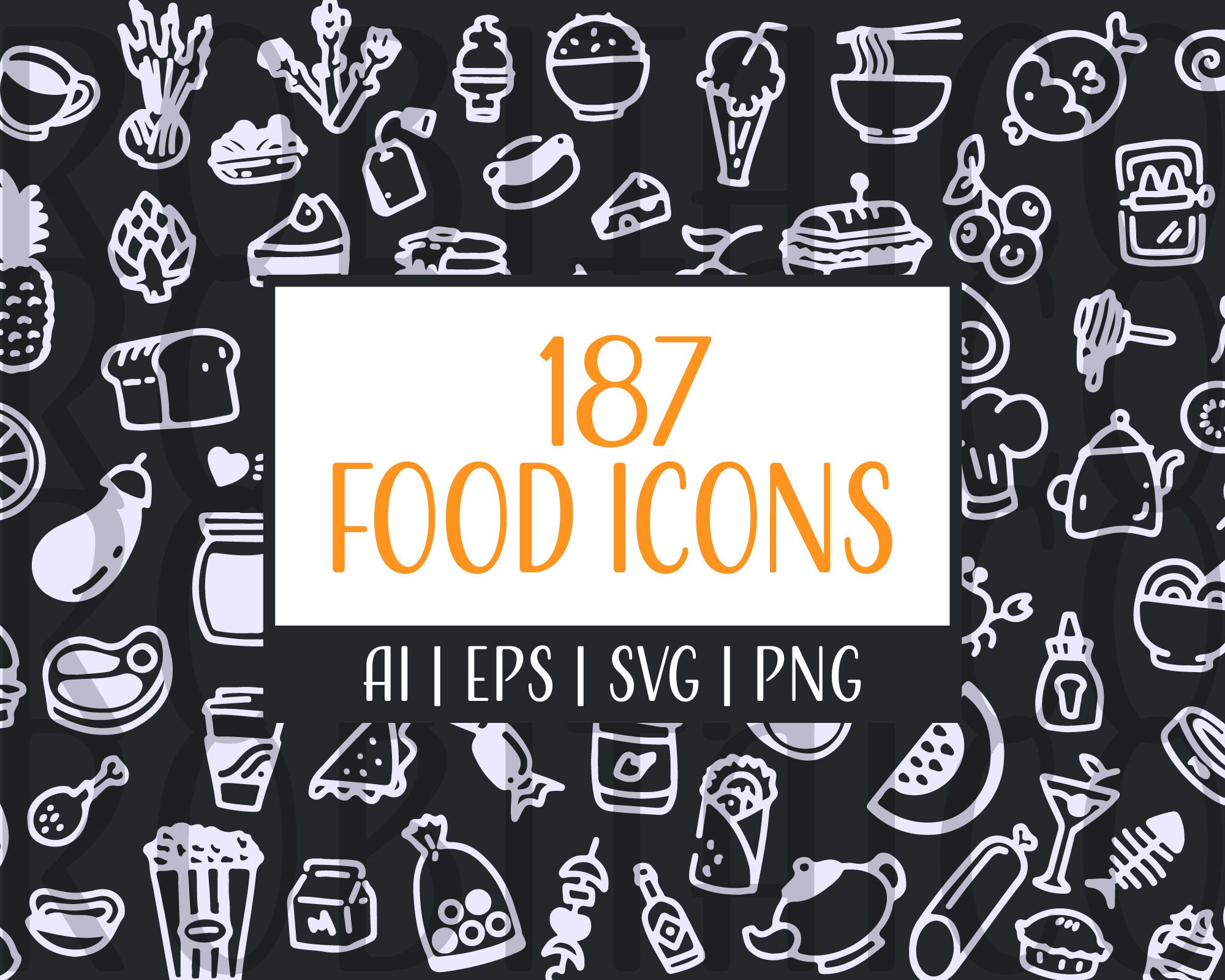 187 Food Icons – Hand Drawn, Clipart, Foodie Icons, Food Blogger, Food ...