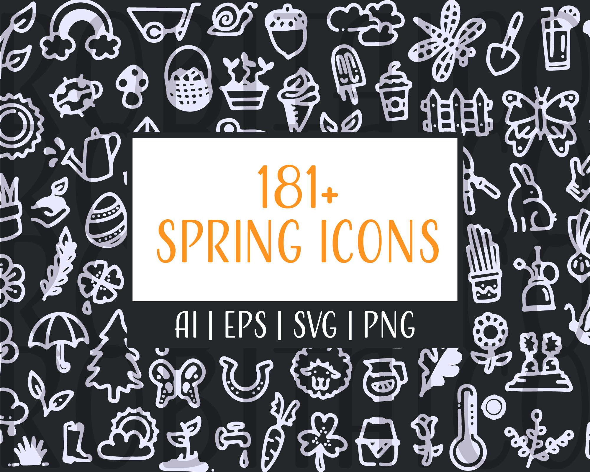 181+ Spring Clipart Icons – Hand Drawn, Flowers, Gardening, Plants ...