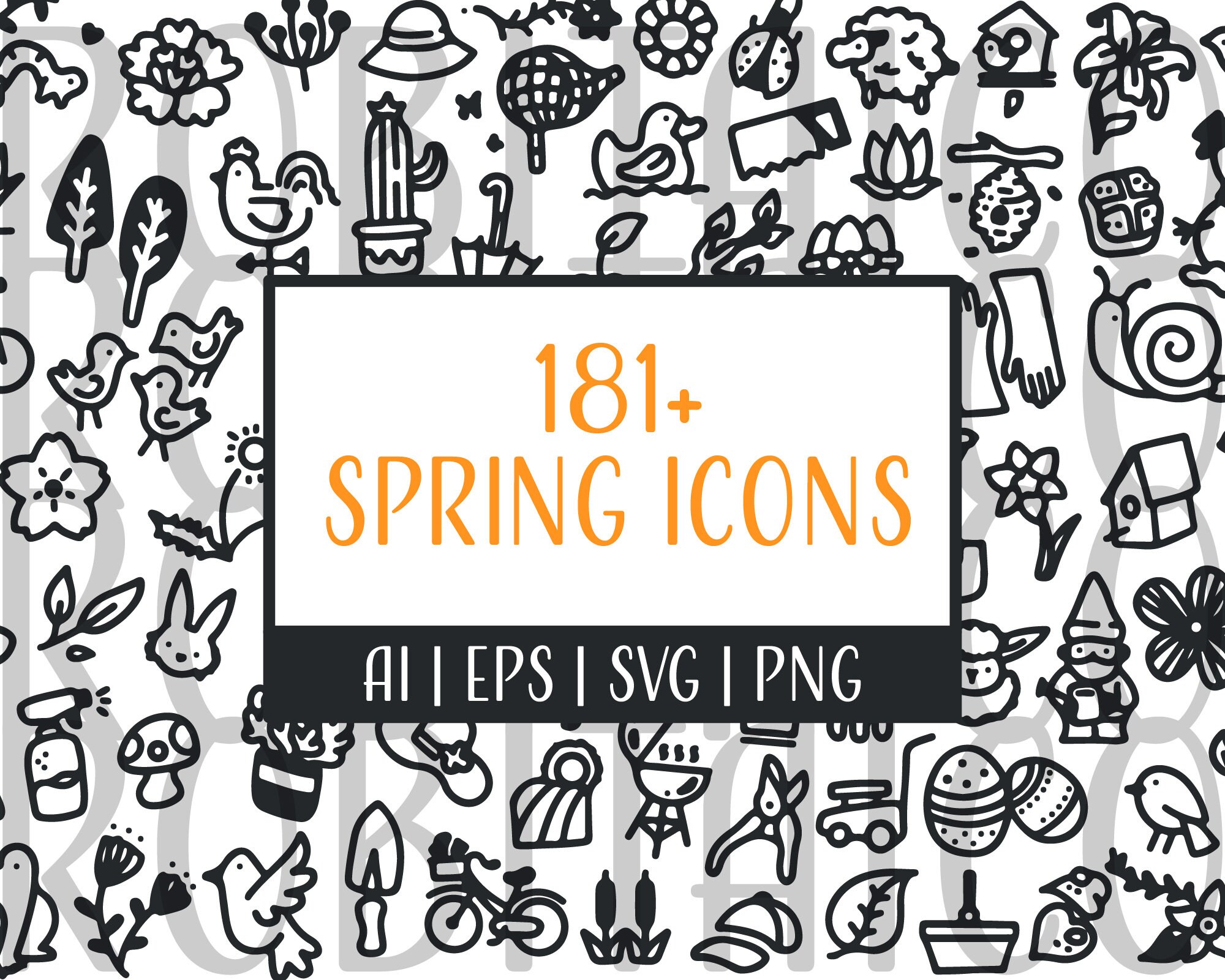 181+ Spring Clipart Icons – Hand Drawn, Flowers, Gardening, Plants ...