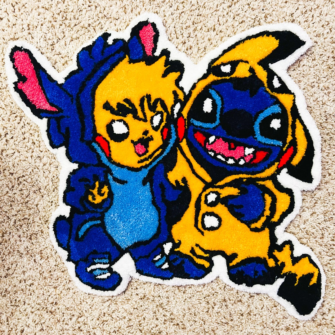 Custom Tufted Pikachu & Stitch Rug Yellow/blue 21 X 23 NEW - Etsy