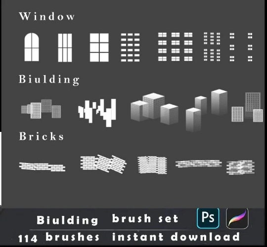 114 Procreate Building Brushes Photoshop Building Brush Set - Etsy