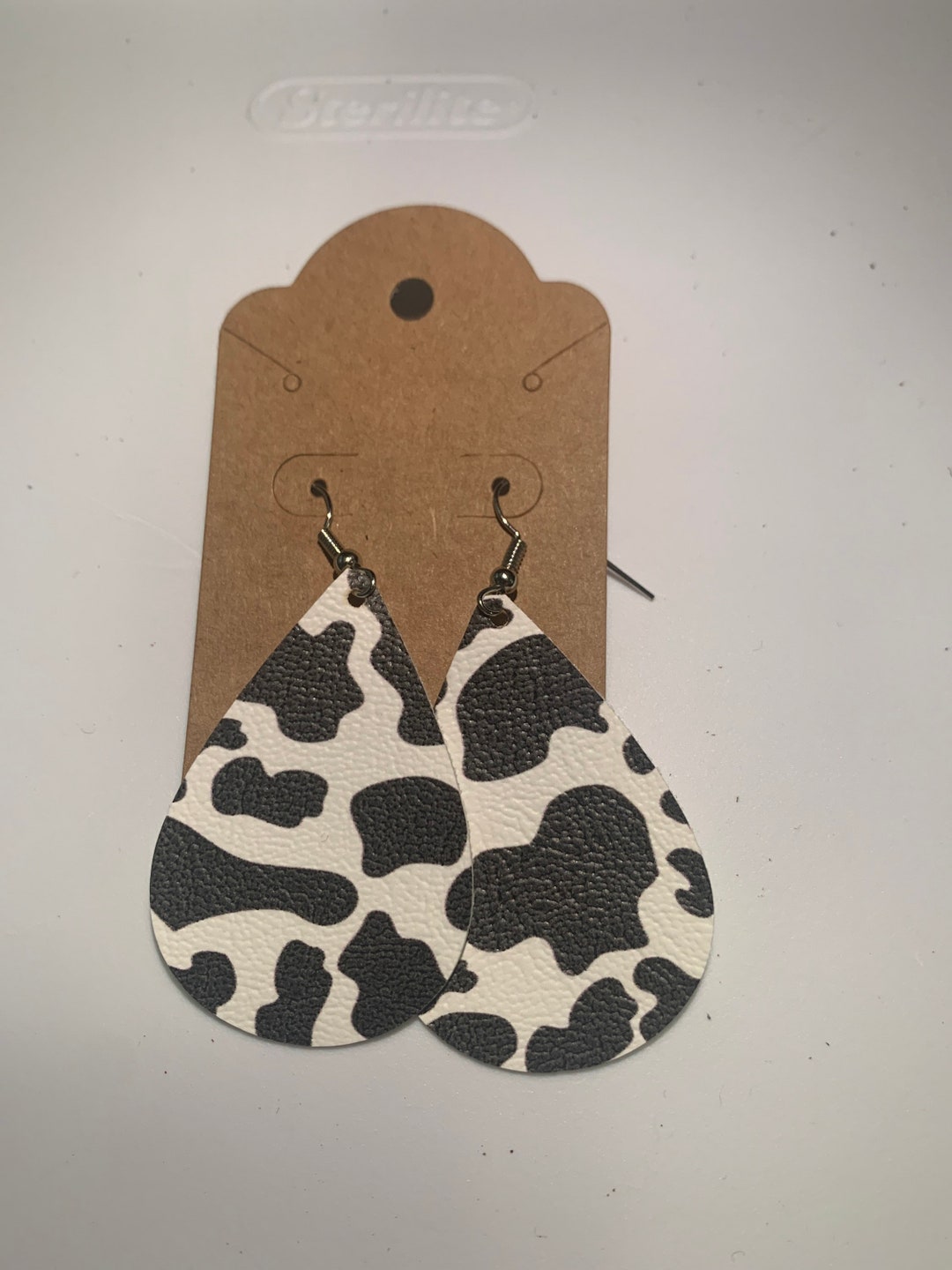 Cow Print Leather Earrings - Etsy