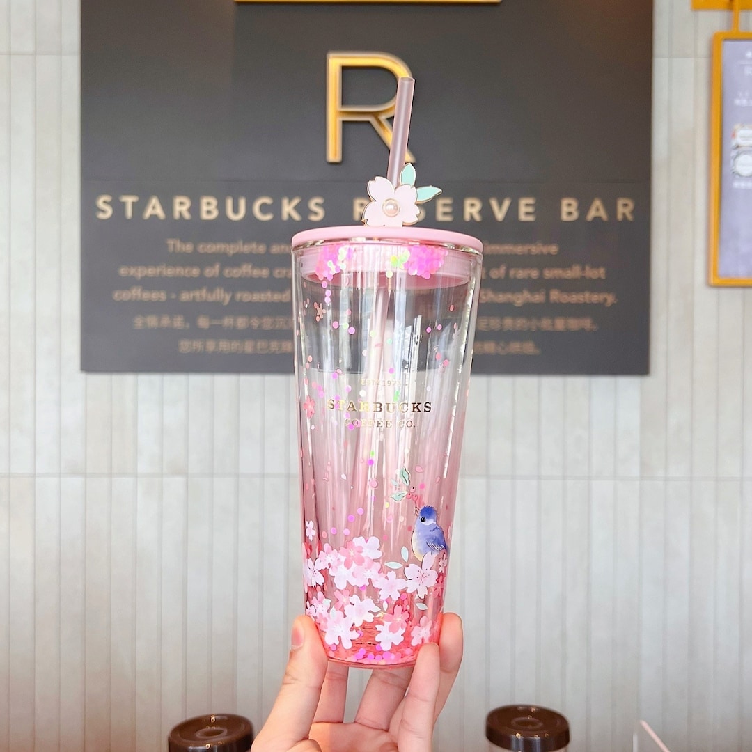 Starbucks Sakura Classic Pink Straw Cup Glass Tumbler Cold Cup - Etsy