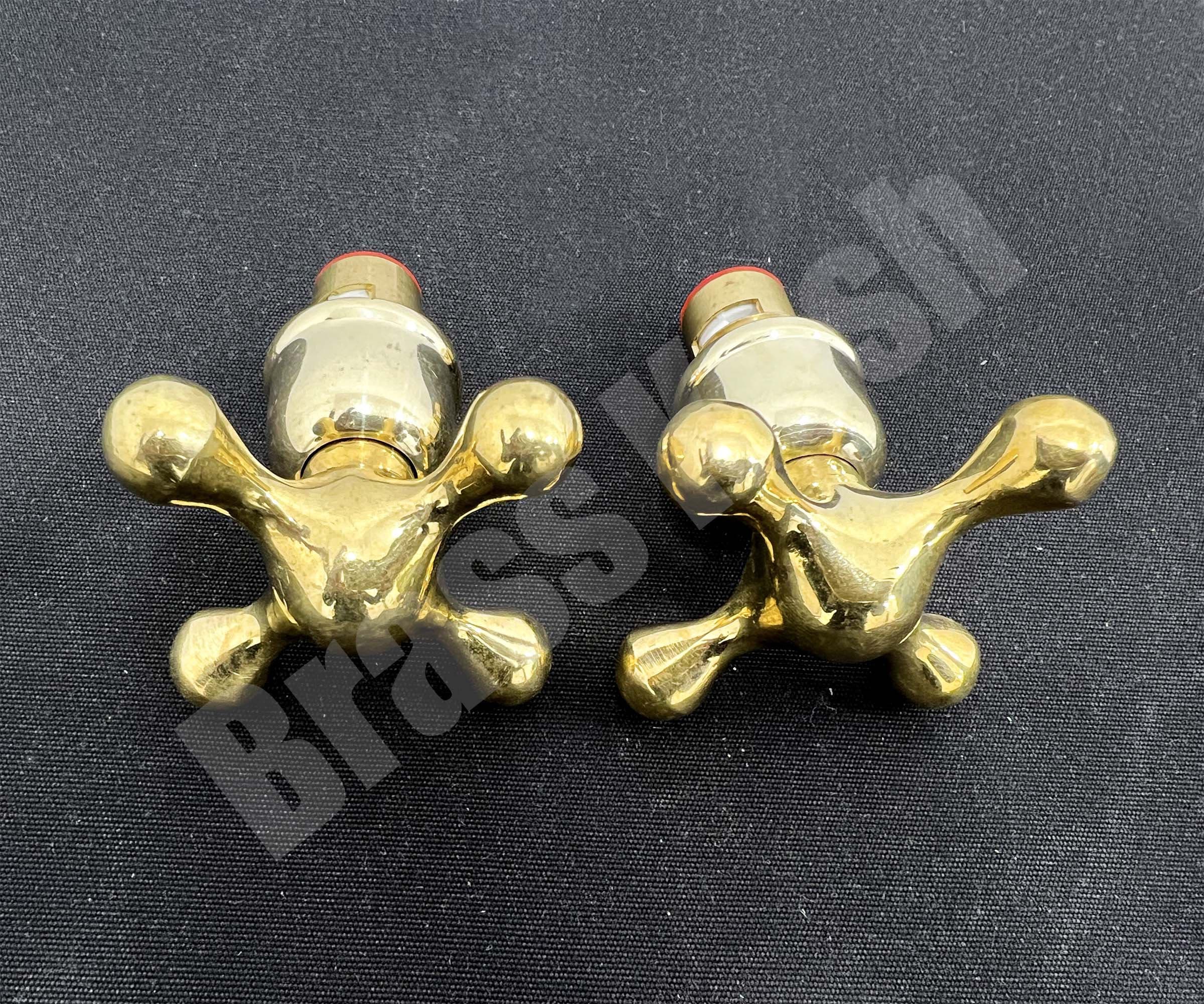 Pair of Unlacquered Brass Faucet Handles Lever and Cross simple and ...