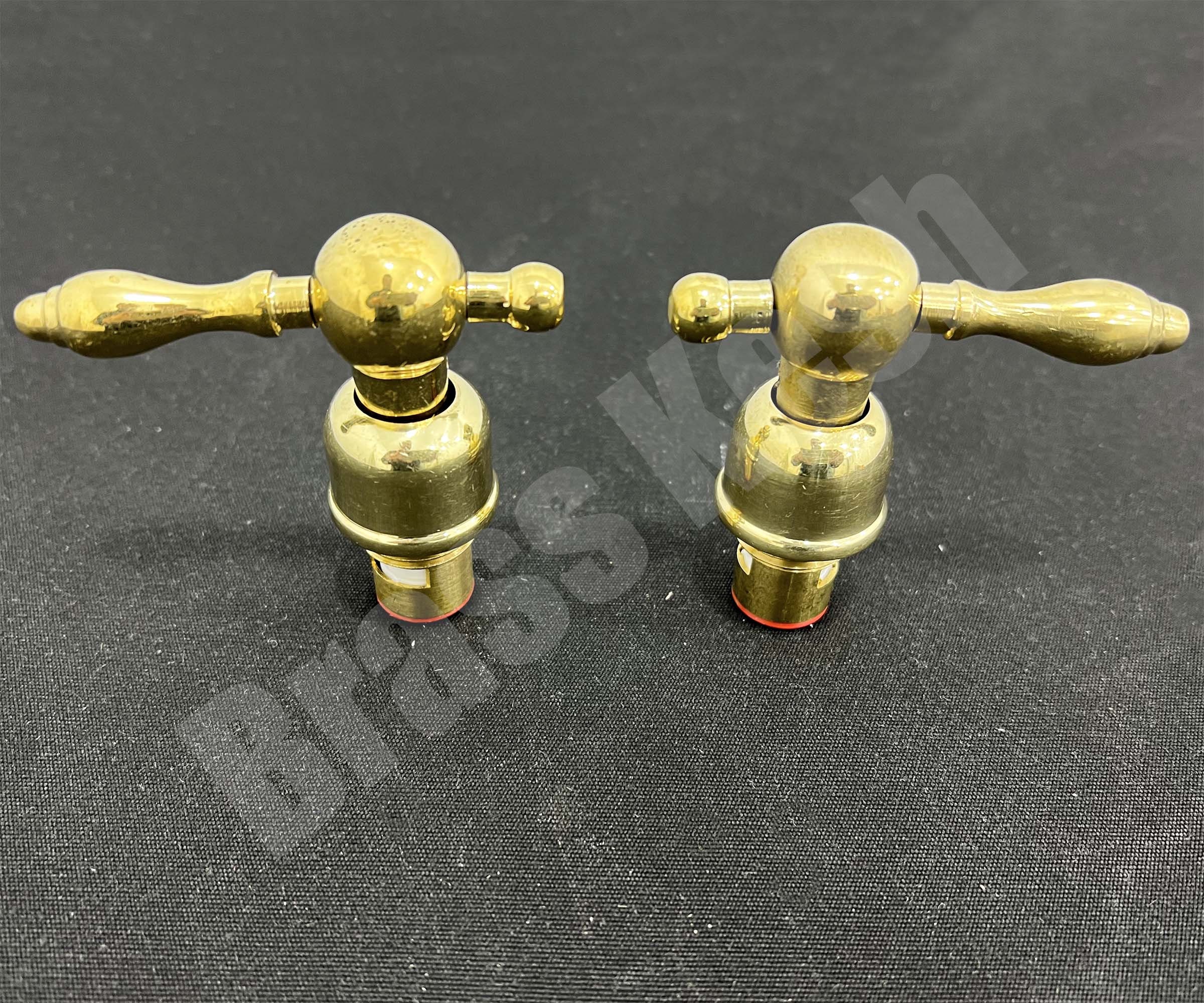 Pair of Unlacquered Brass Faucet Handles Lever and Cross simple and ...