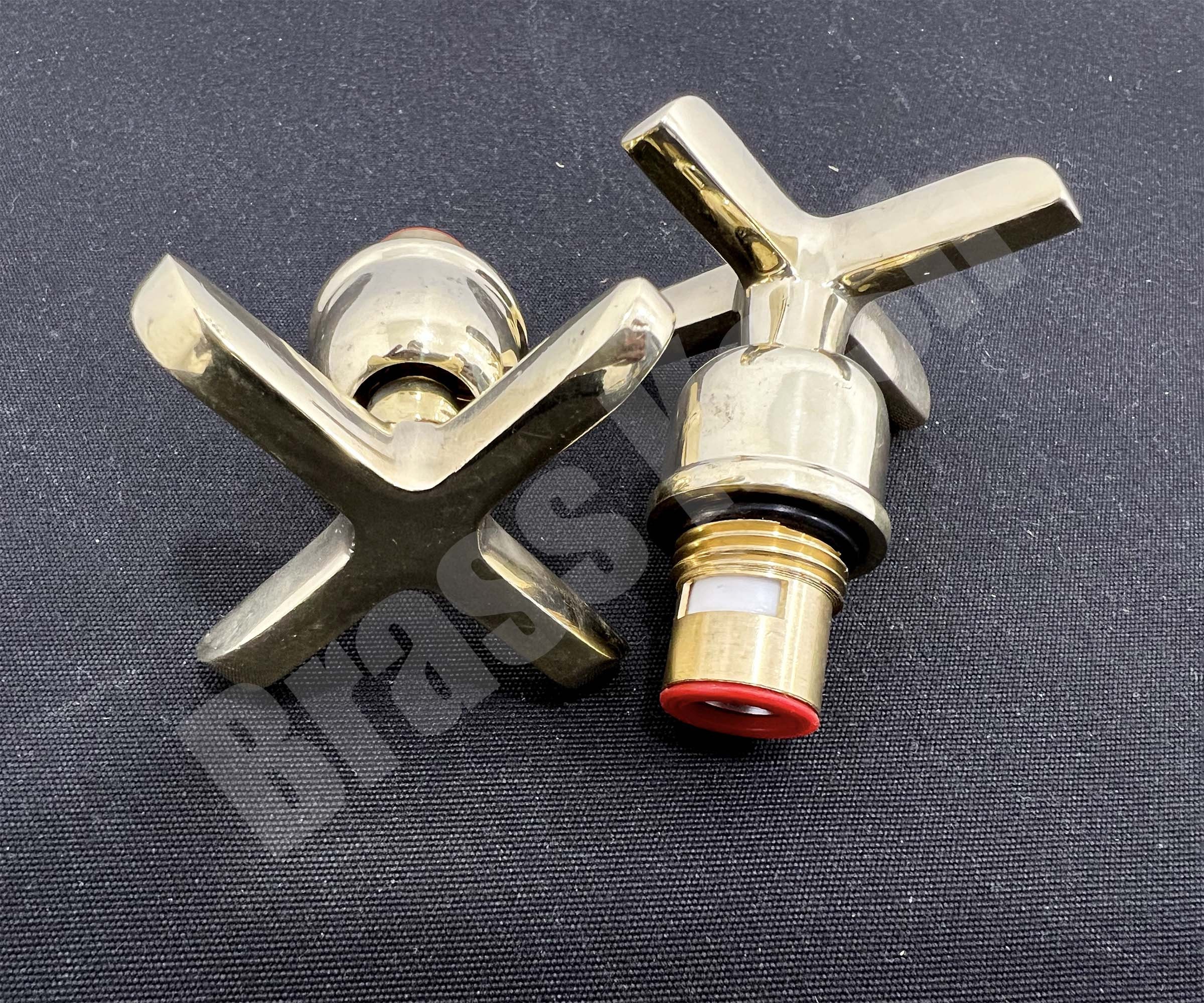 Pair of Unlacquered Brass Faucet Handles Lever and Cross simple and ...