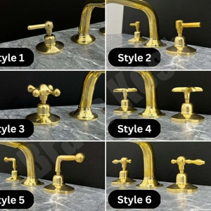 Handmade Brass Widespread Faucet and Sink With Bone and Black Resin ...