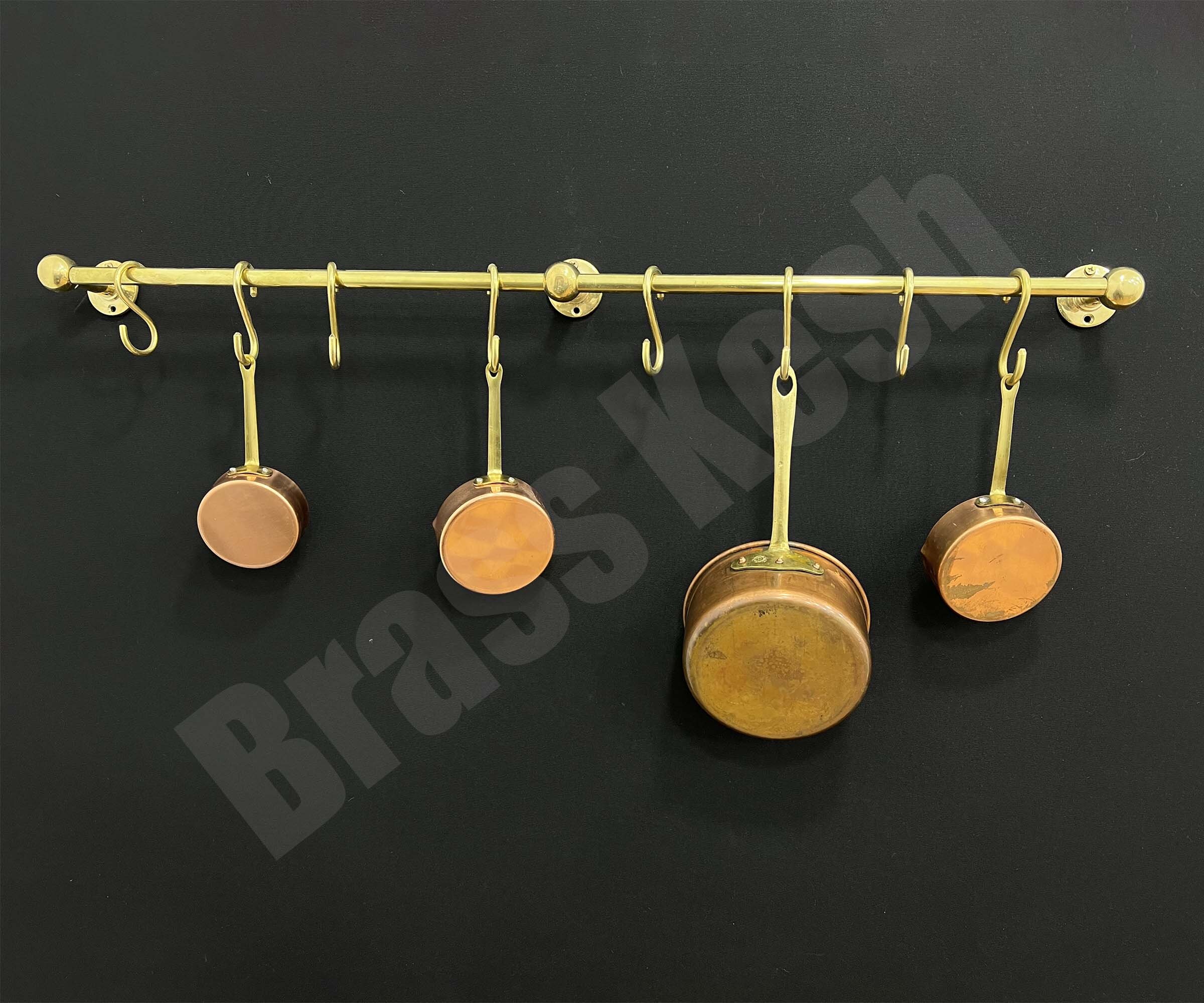Unlacquered Brass S Hooks Brass Rack Bar With 8 Removable Hooks Kitchen ...