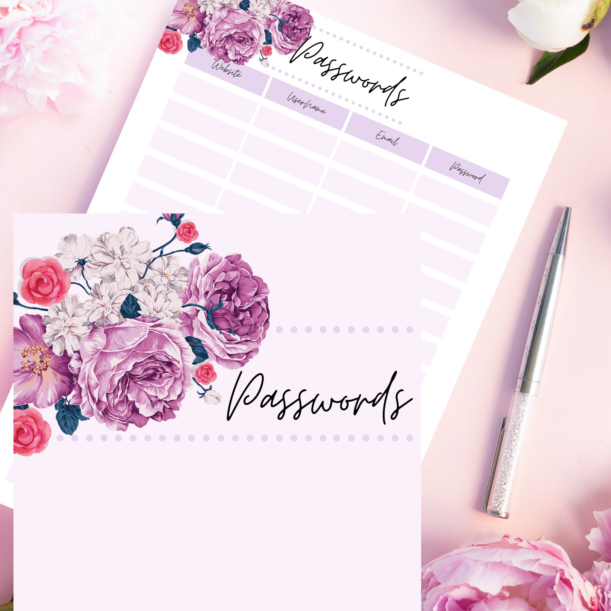 Printable Password Log, Pink Password Tracker, Password List, Instant ...