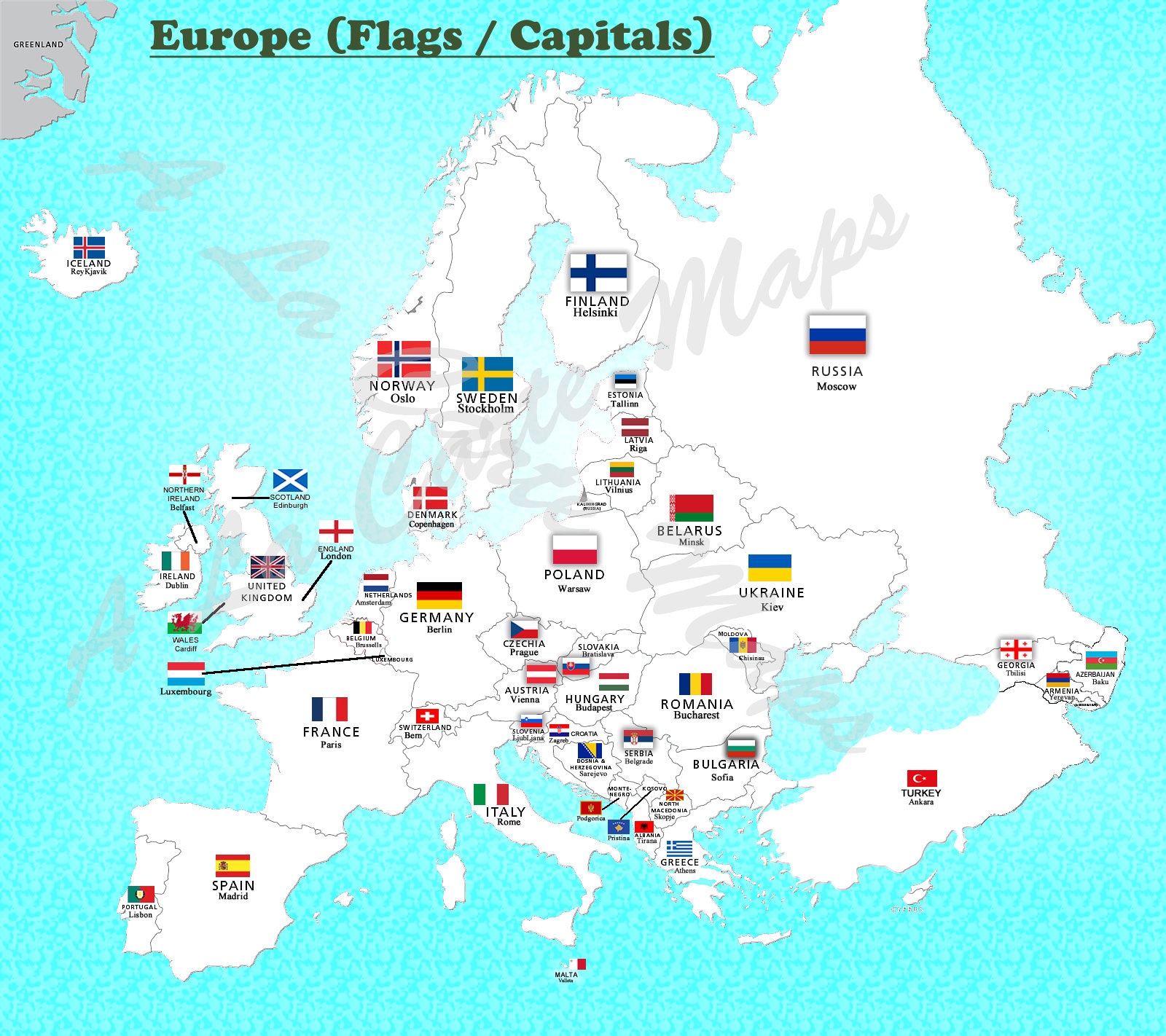 Map Europe Countries And Capitals Map Europe Countries And Capitals