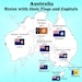 Digital Map of Australia States, Territories With Their Flags and Their ...