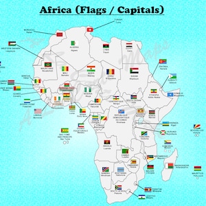 Digital Map of All African Countries With Their Flags and Their Capital ...