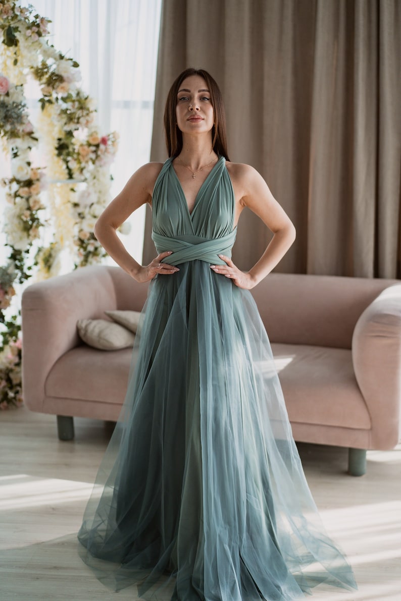 Sage Green Infinity Dress With Tulle Skirt Sage Green - Etsy