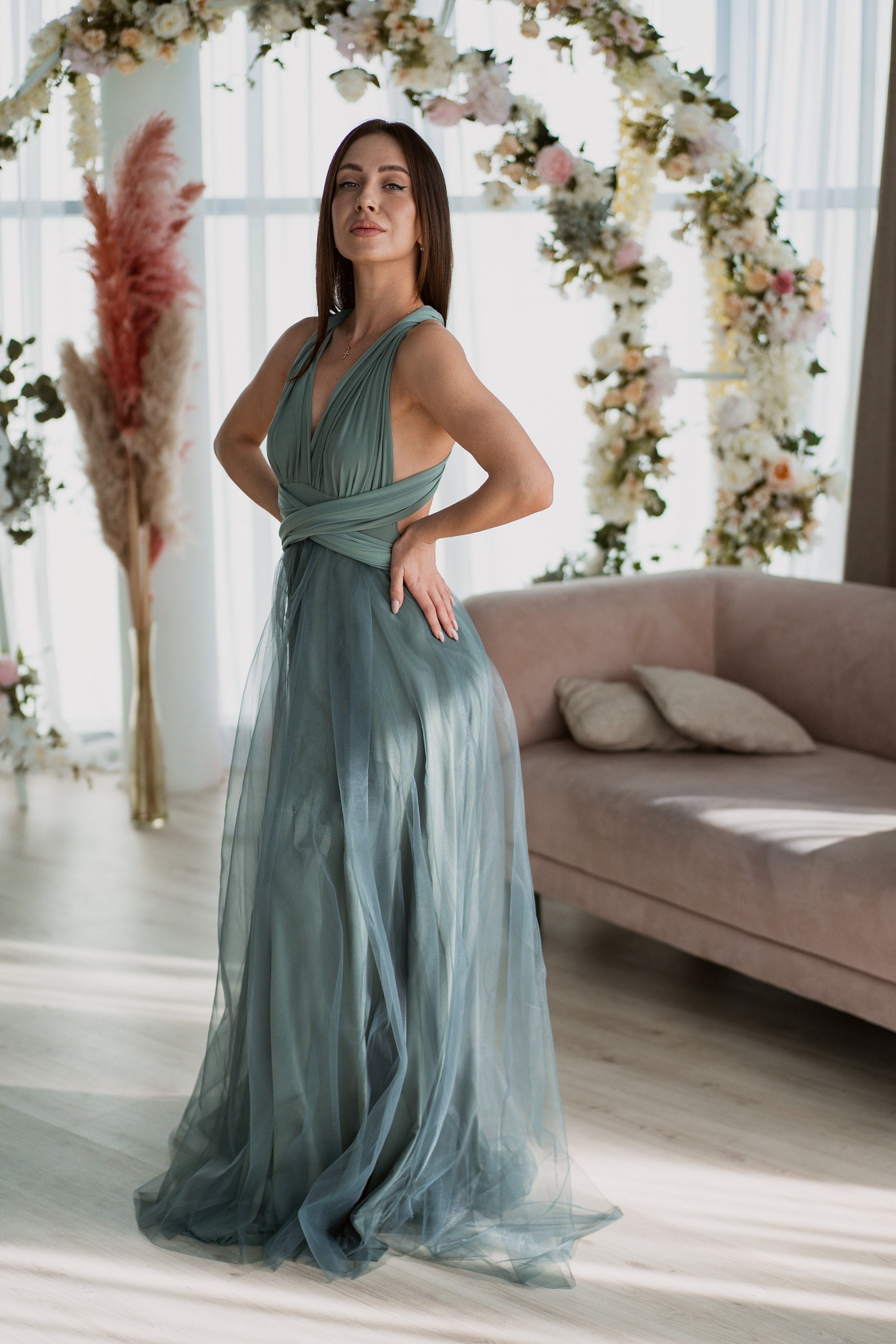 Sage Green Infinity Dress With Tulle Skirt Sage Green - Etsy