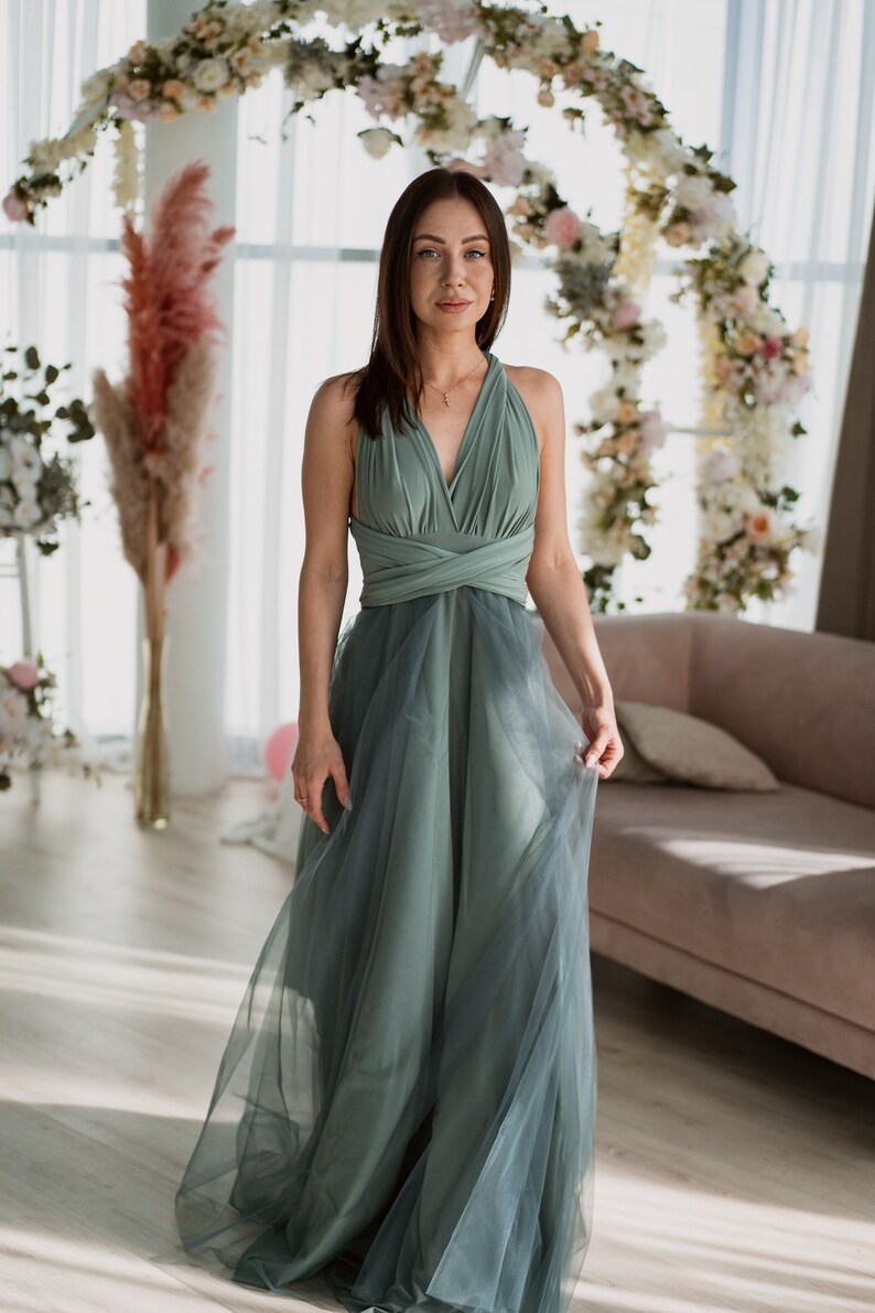 Sage Green Infinity Dress With Tulle Skirt Sage Green - Etsy