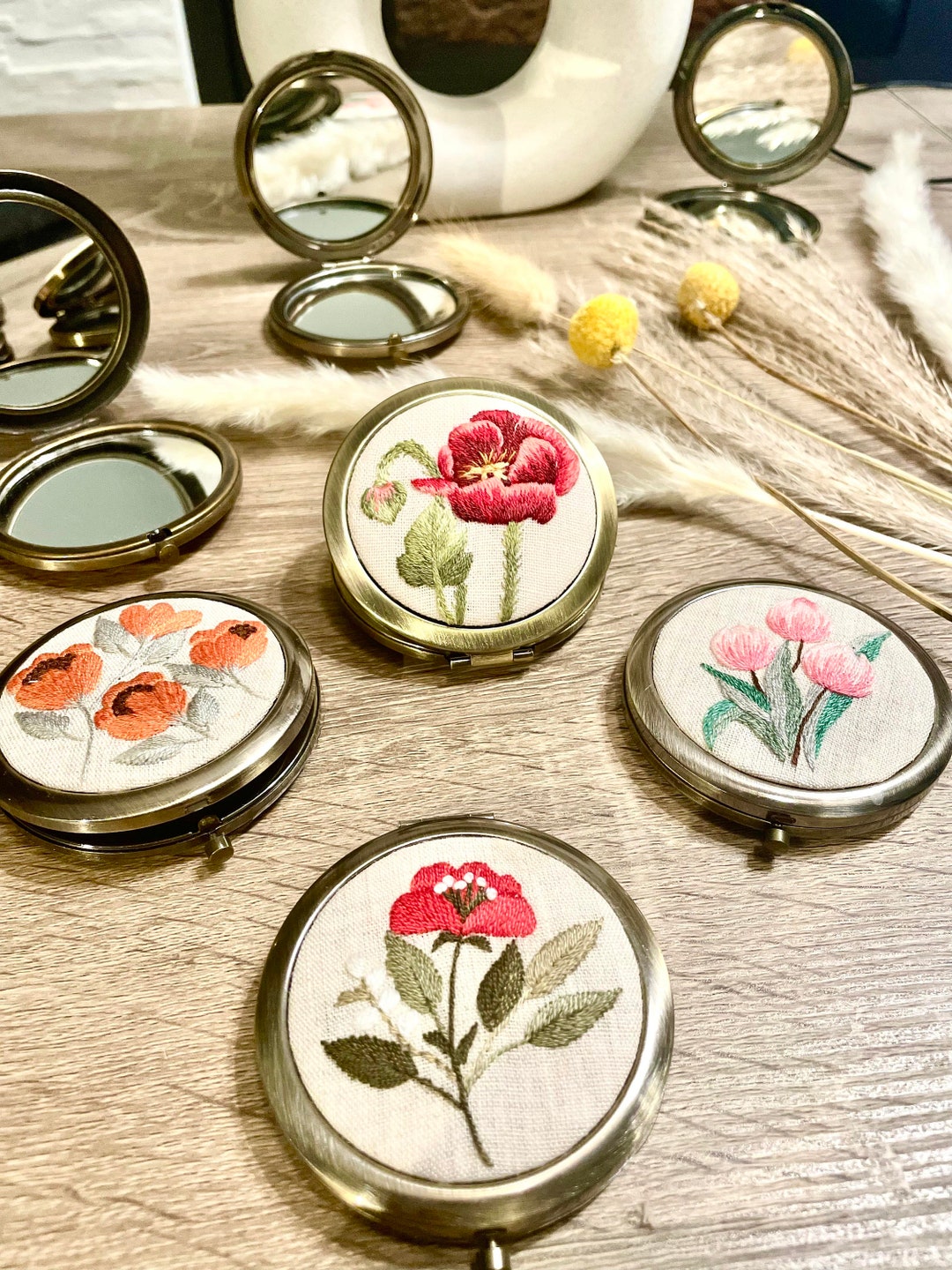 Compact Mirror Hand Embroidery - Etsy
