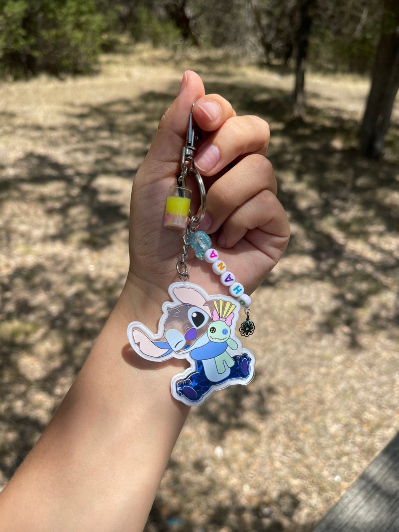 Disney Stitch Shaker Keychain With Handmade ohana and Drink Charm - Etsy