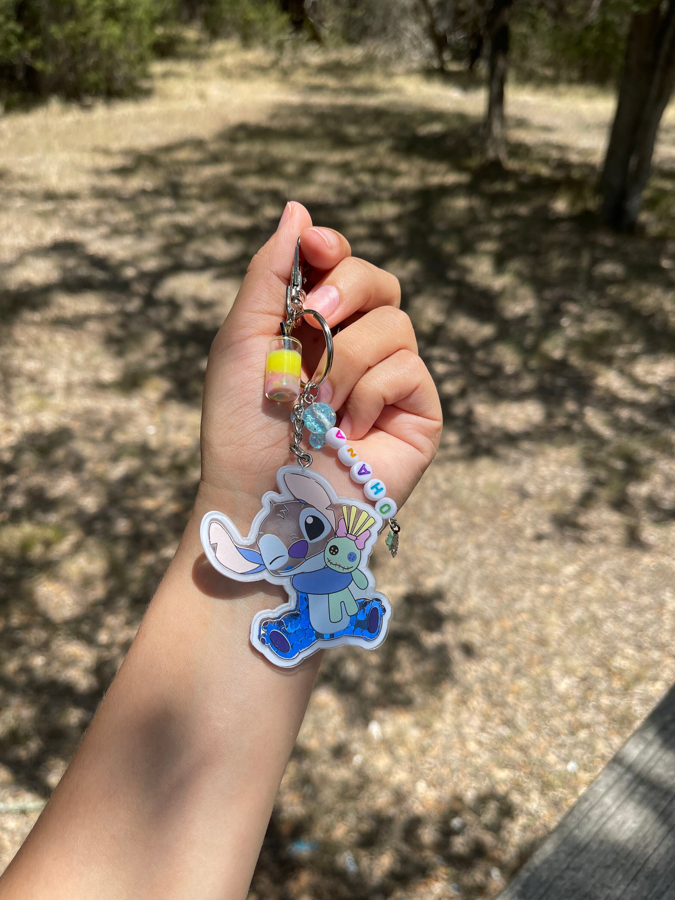 Disney Stitch Shaker Keychain With Handmade ohana and Drink Charm - Etsy