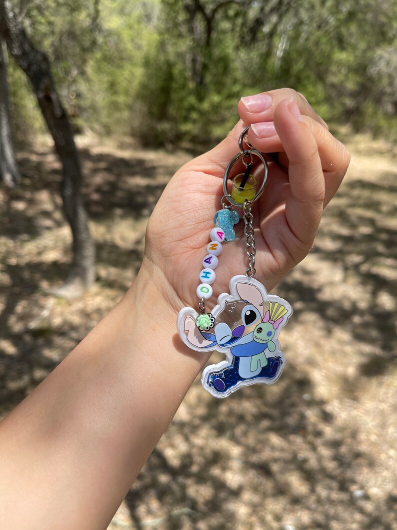 Disney Stitch Shaker Keychain With Handmade ohana and Drink Charm - Etsy