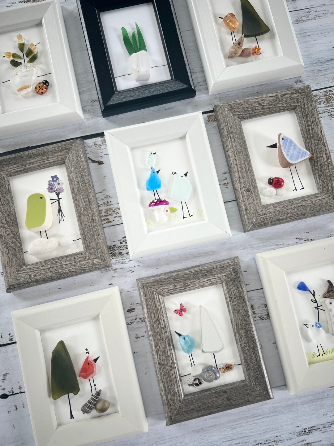 Framed Sea Glass Art - Etsy