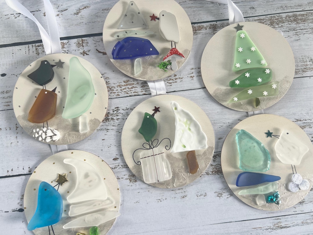 Christmas Sea Glass Large Ornament - Etsy