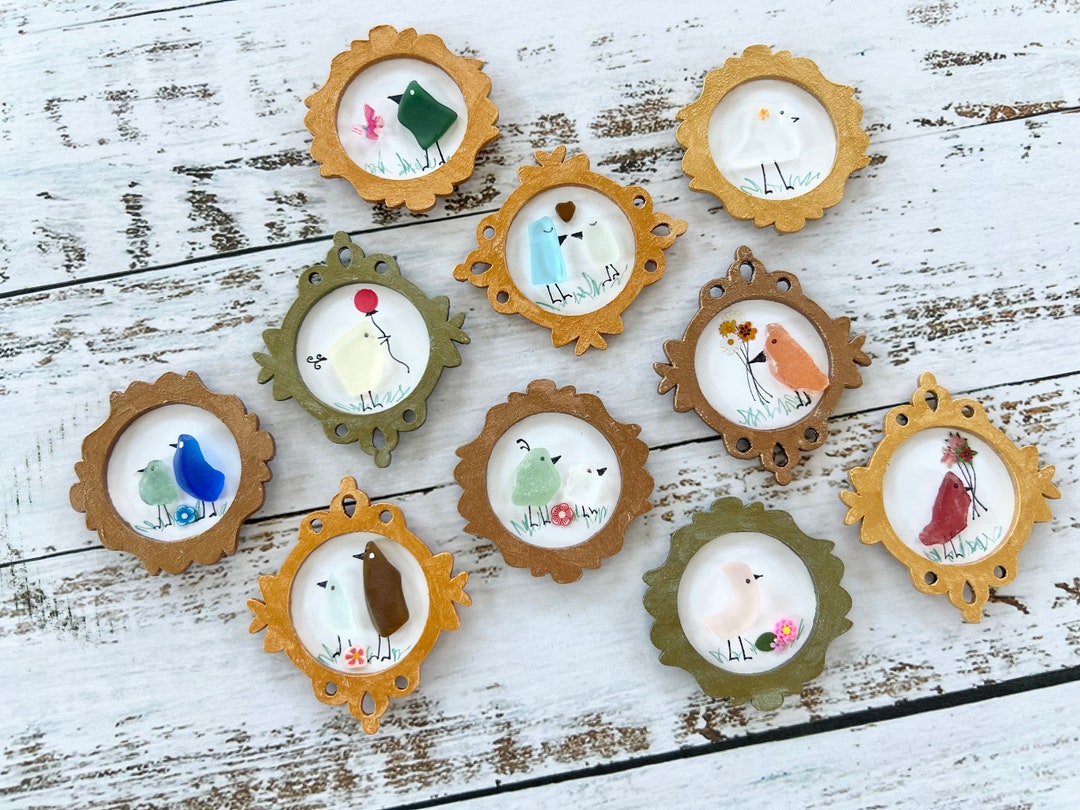 Mini Framed Sea Glass Magnets - Etsy