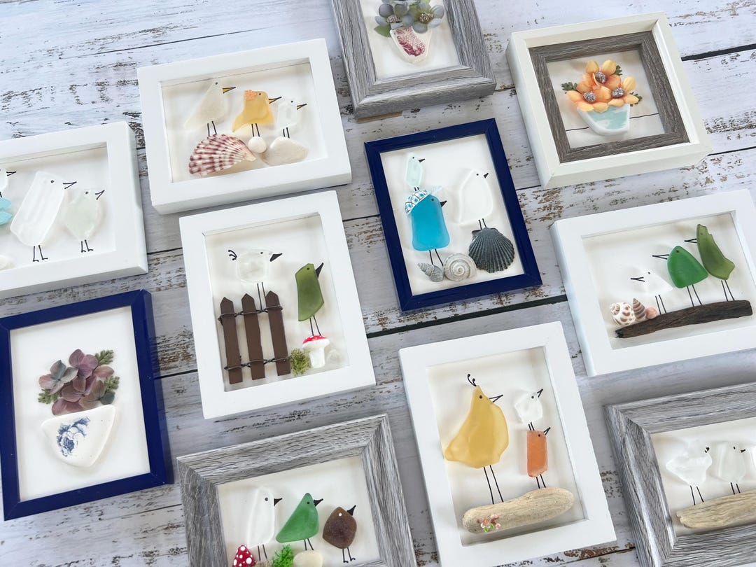 Framed Sea Glass Art - Etsy