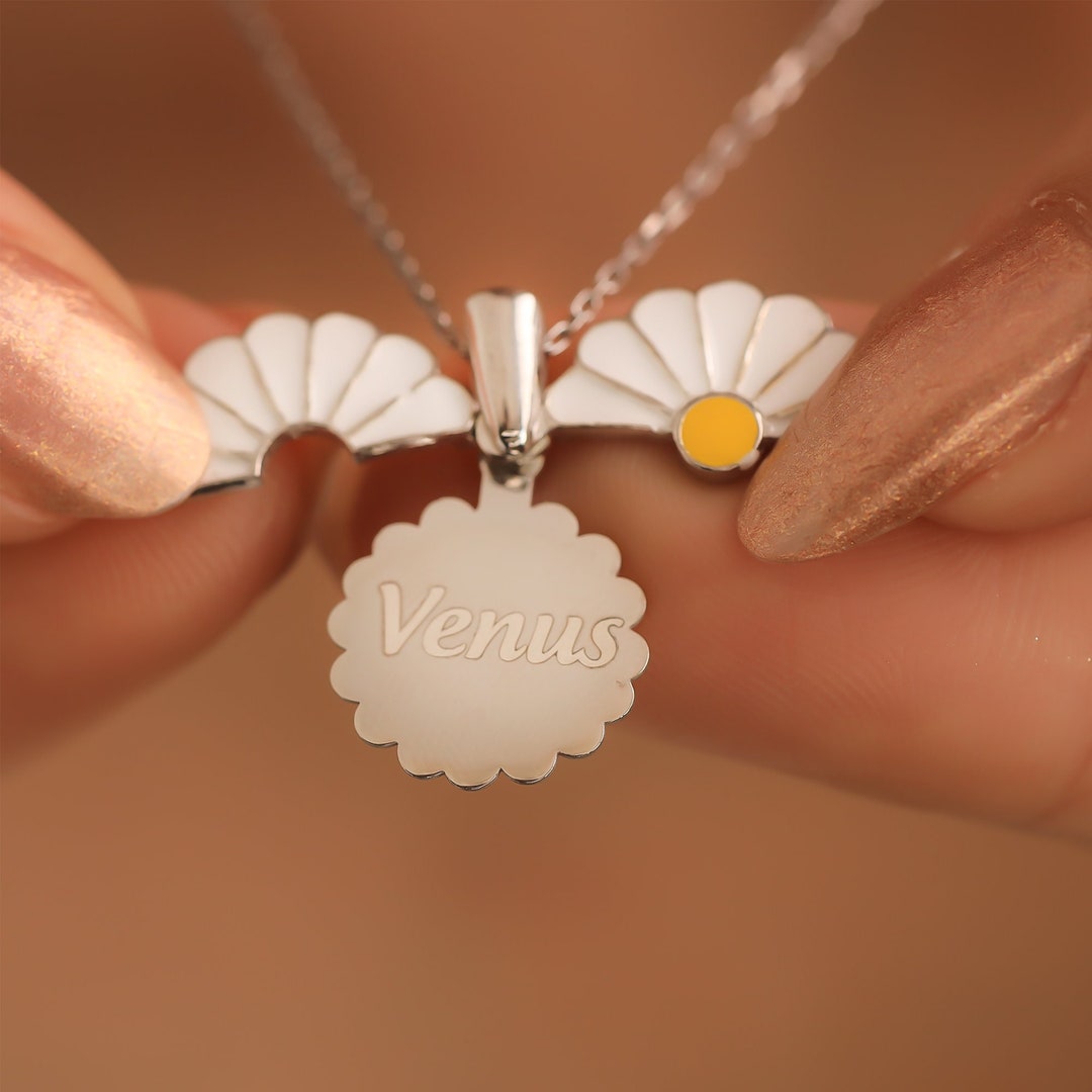 Personalized Daisy Name Necklace, Hidden Name, 925k Sterling Silver ...
