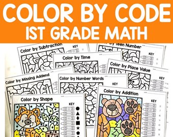 1st Grade Math Color by Code: Circus Edition Addition Subtraction ...