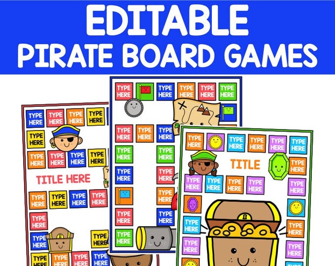 6 Editable Pirate Board Games Any Elementary Grade/subject, Homeschool ...