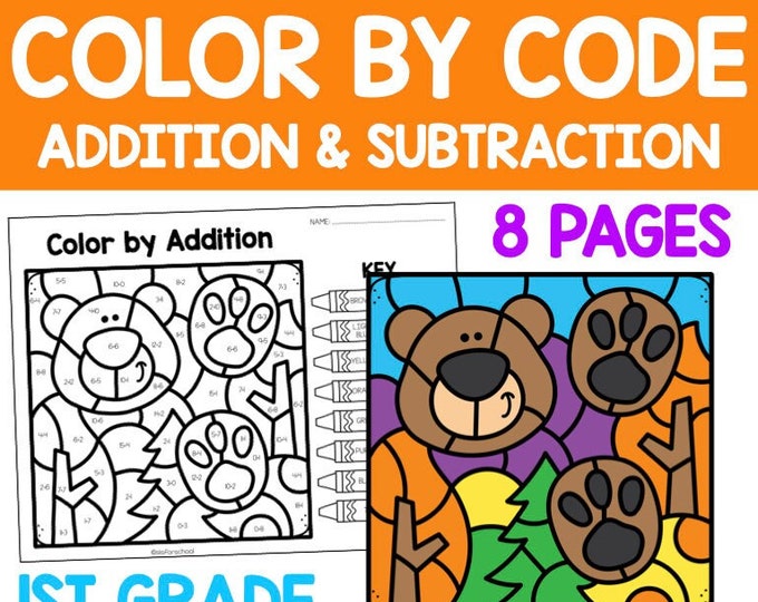 Addition & Subtraction Color by Code: Woodland Edition - Etsy