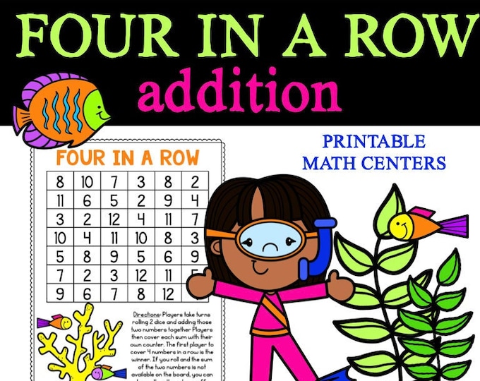 Single Digit Addition Board Games, Printable Math Games for Centers ...