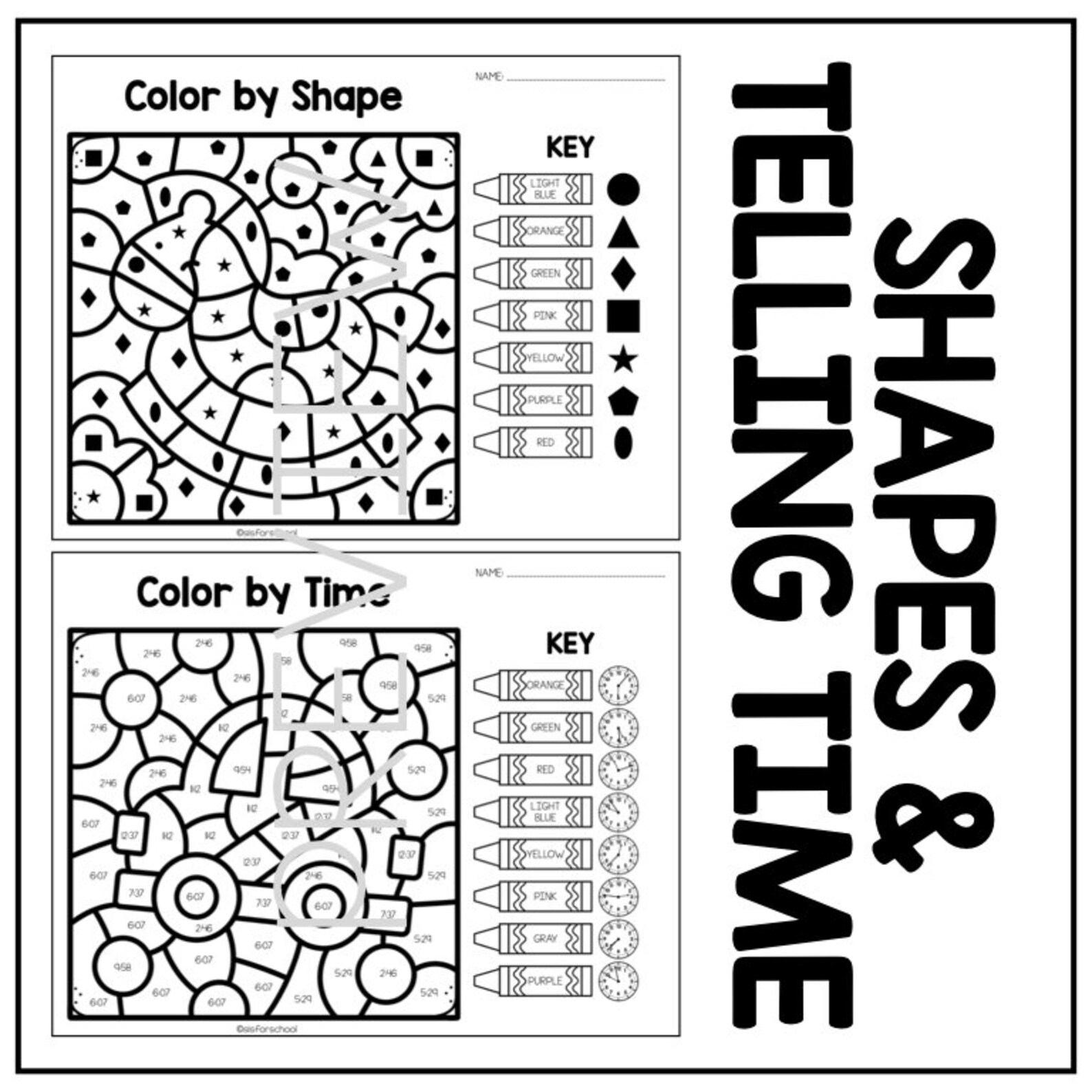 1st Grade Math Color by Code Worksheets, Addition Subtraction Shapes ...