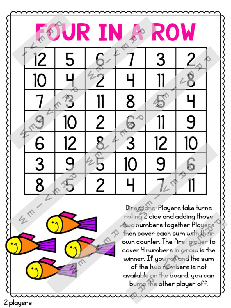Single Digit Addition Board Games, Printable Math Games for Centers ...