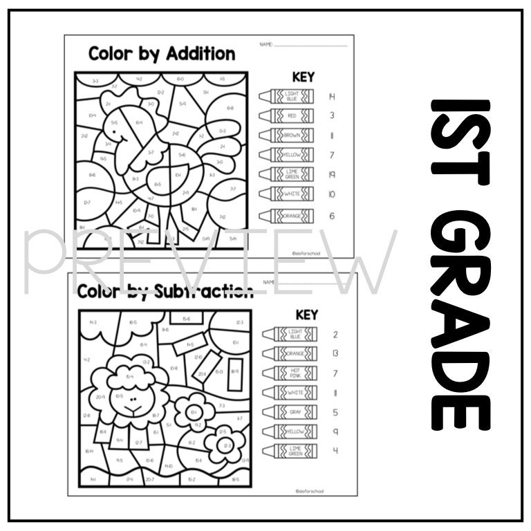 Addition & Subtraction Color by Code: Farm Edition - Etsy