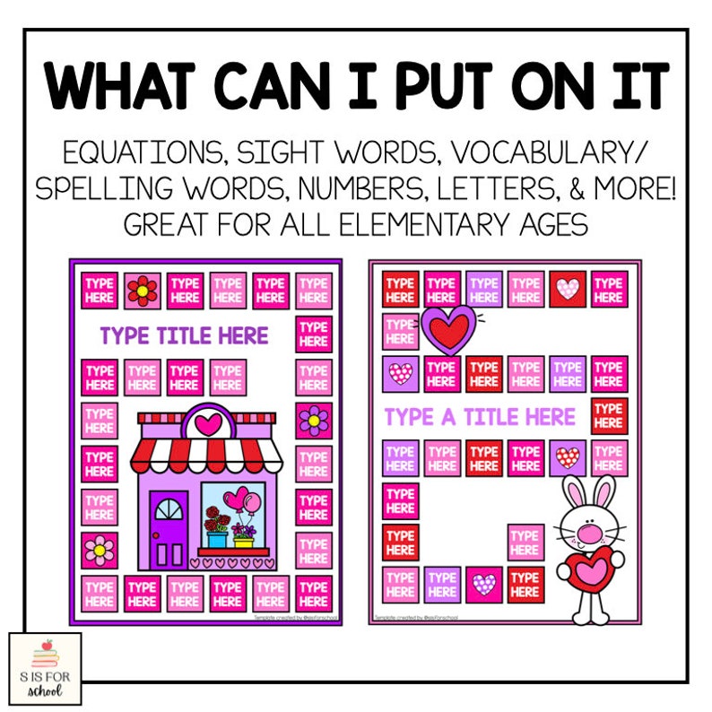 6 Editable Valentine's Day Board Games for Any Elementary Grade/subject ...