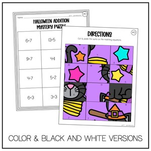 Addition Within 20 Worksheets for 1st Graders, Halloween Math Mystery ...