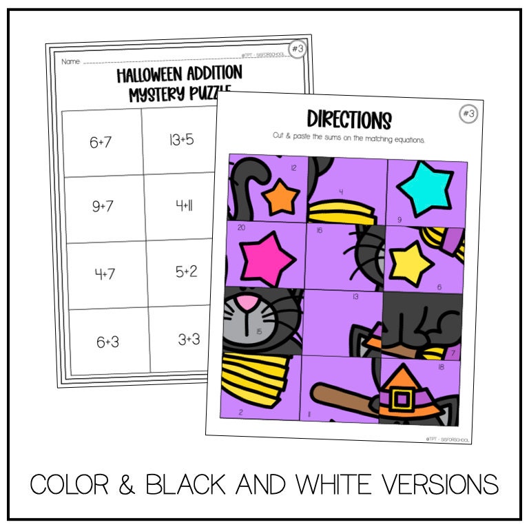 Addition Within 20 Worksheets for 1st Graders, Halloween Math Mystery ...